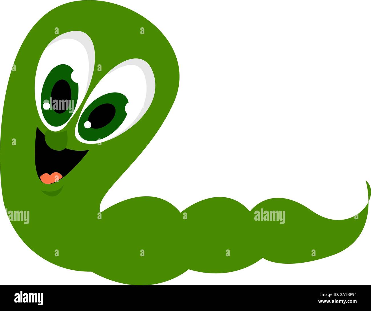 Green worm, illustration, vector on white background Stock Vector Image ...