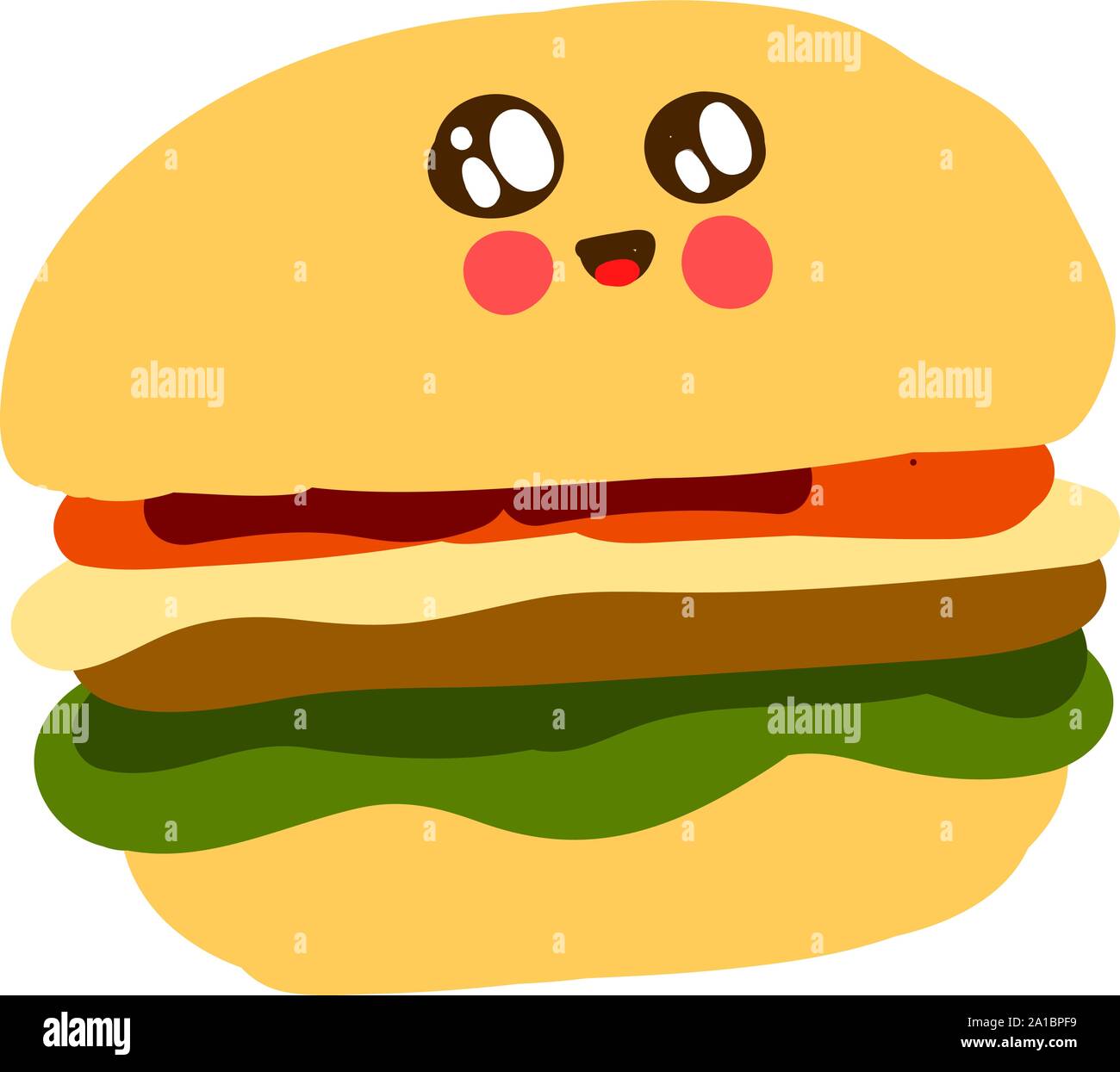 Cute burger, illustration, vector on white background Stock Vector ...