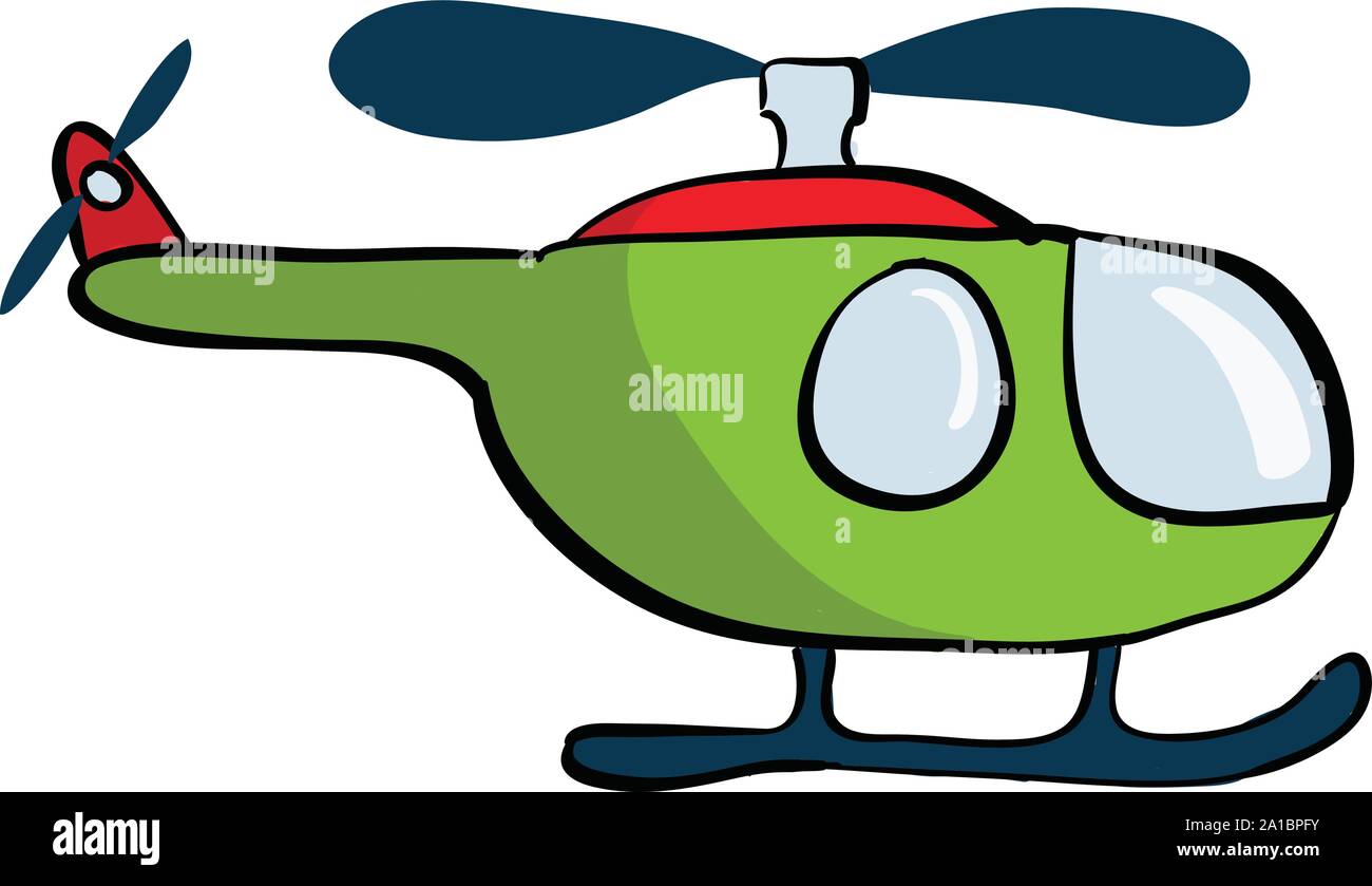 Green helicopter, illustration, vector on white background Stock Vector ...