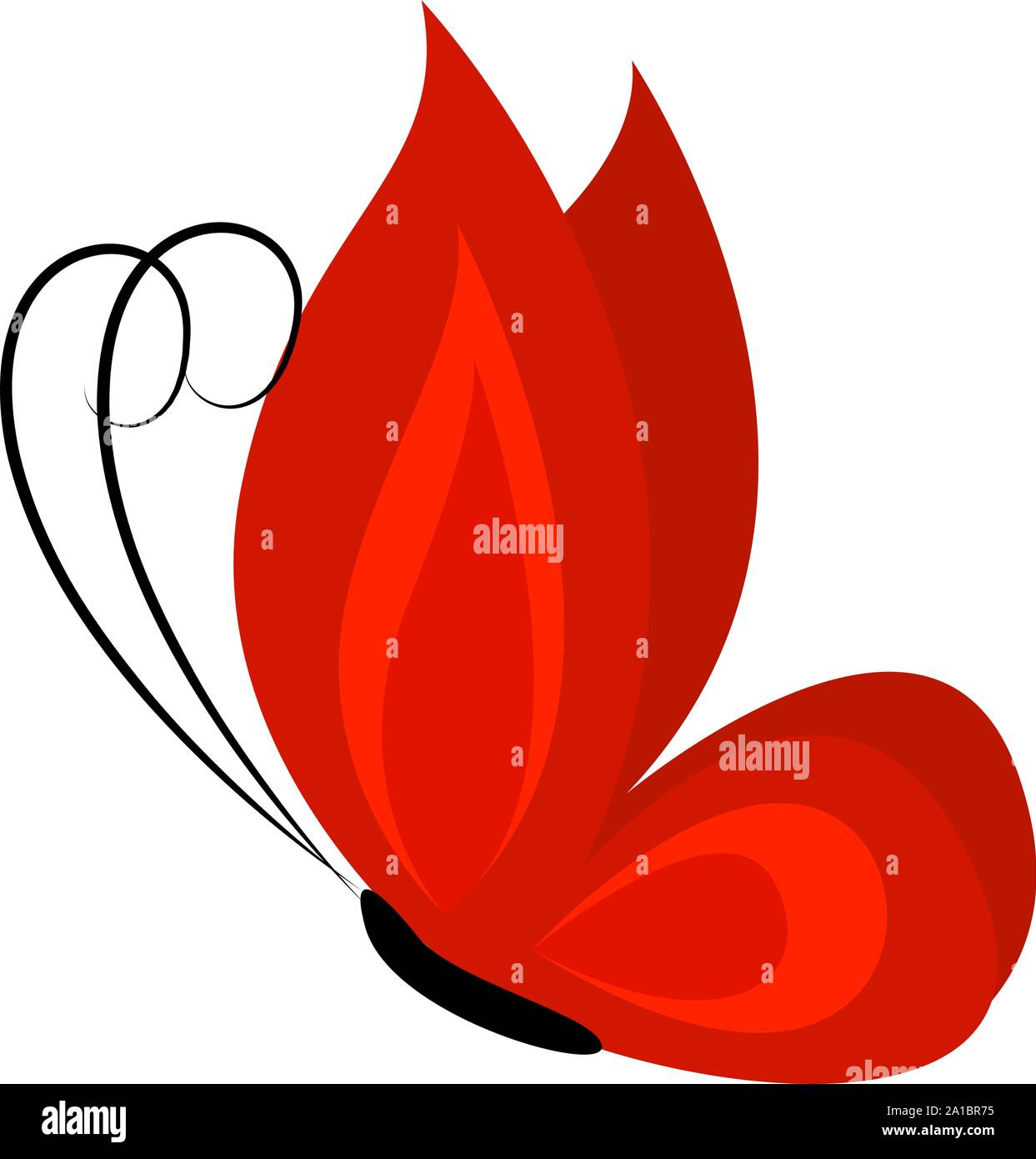 Red butterfly, illustration, vector on white background Stock Vector ...