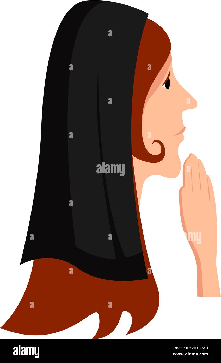 Woman prayer, illustration, vector on white background Stock Vector ...