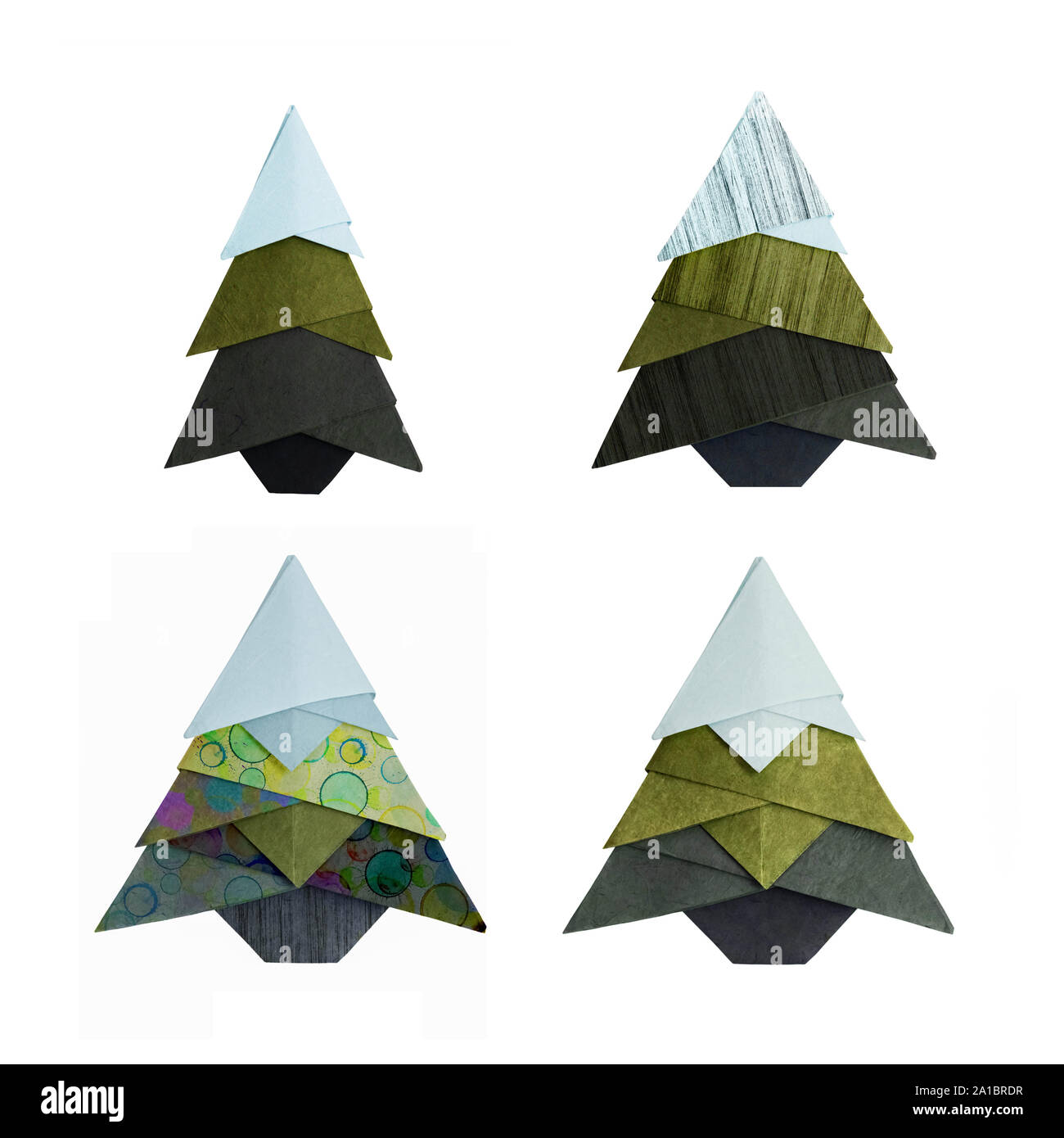 Origami fir-tree set Stock Photo - Alamy