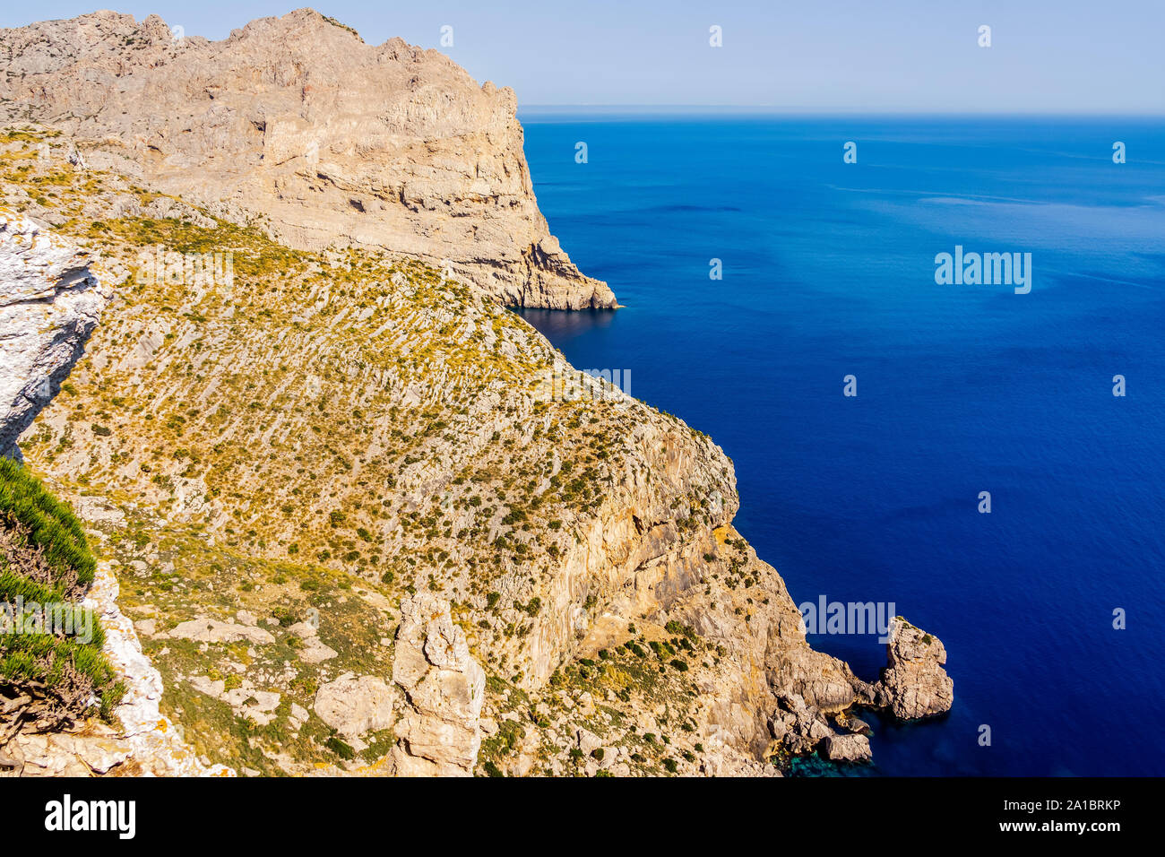 View from the Mirador Es Colomer to the cliffs of Formentor peninsula ...