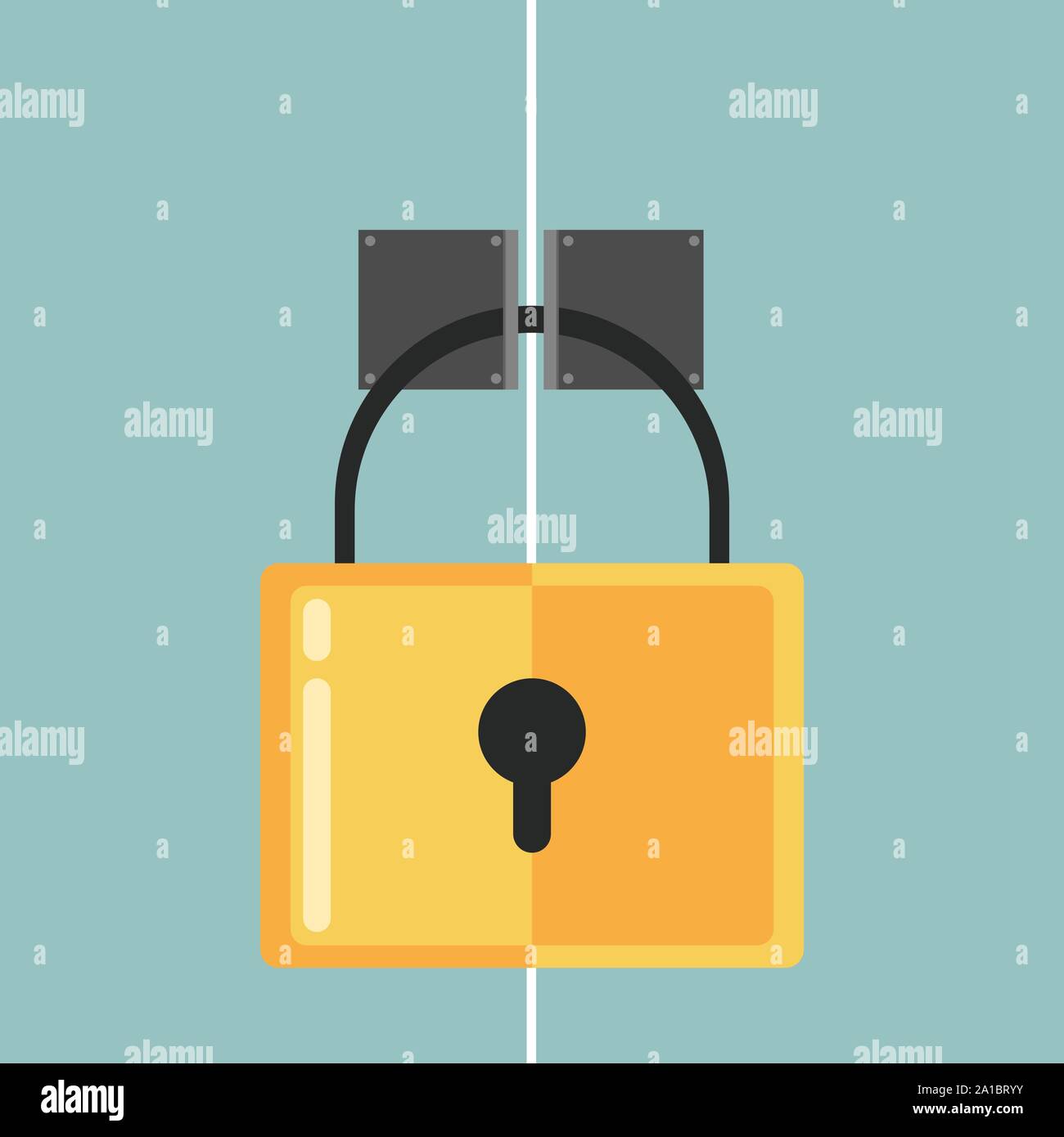 Yellow lock, illustration, vector on white background Stock Vector ...