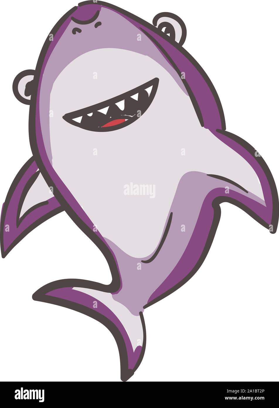 Purple shark, illustration, vector on white background Stock Vector ...