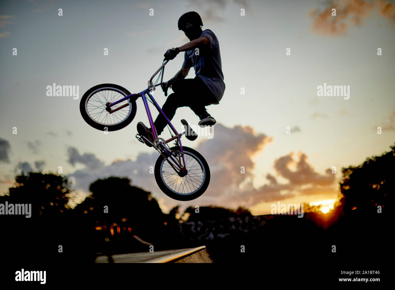 Manchester Platt Fields Park BMX stunts on the skateboard ramps Stock ...
