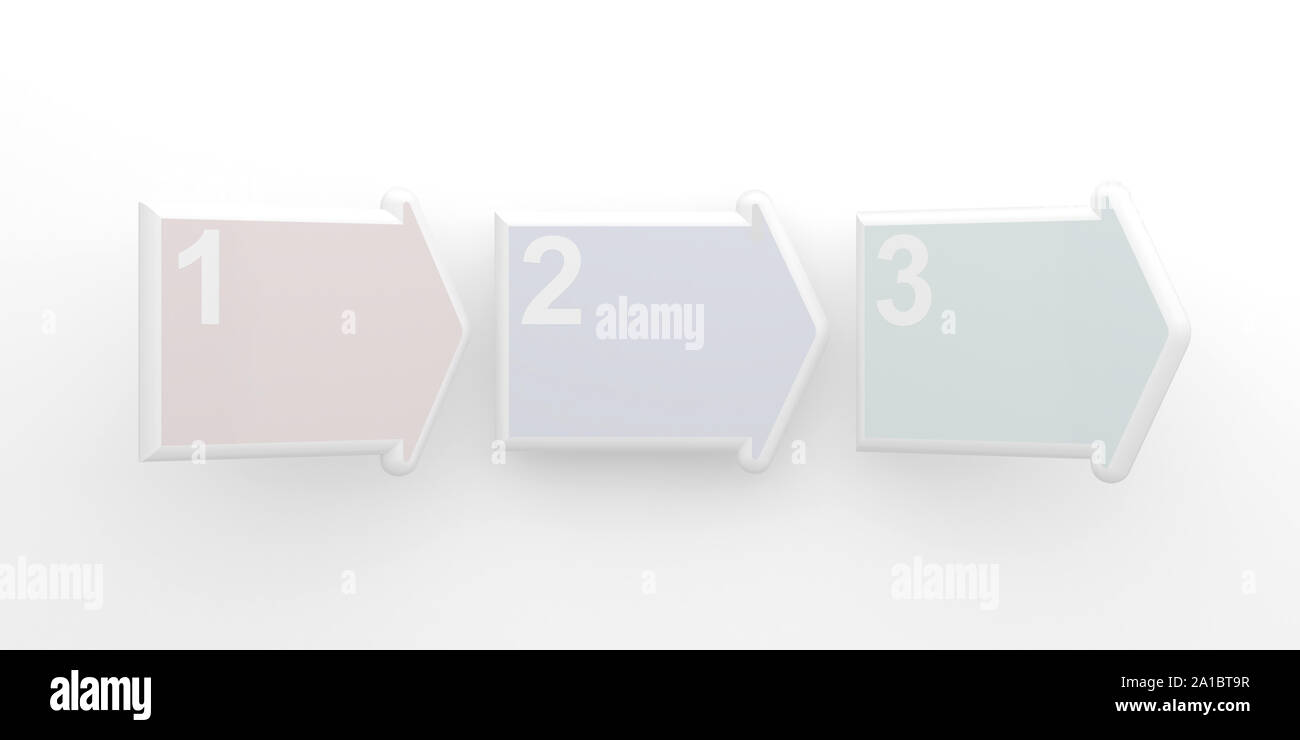Three steps 3d blankc arrows Stock Photo - Alamy
