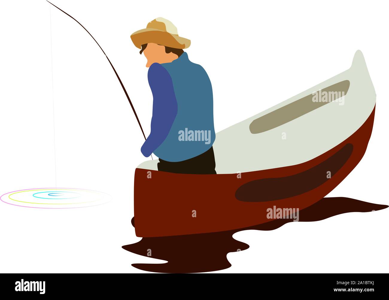 Fisherman, illustration, vector on white background Stock Vector Image ...