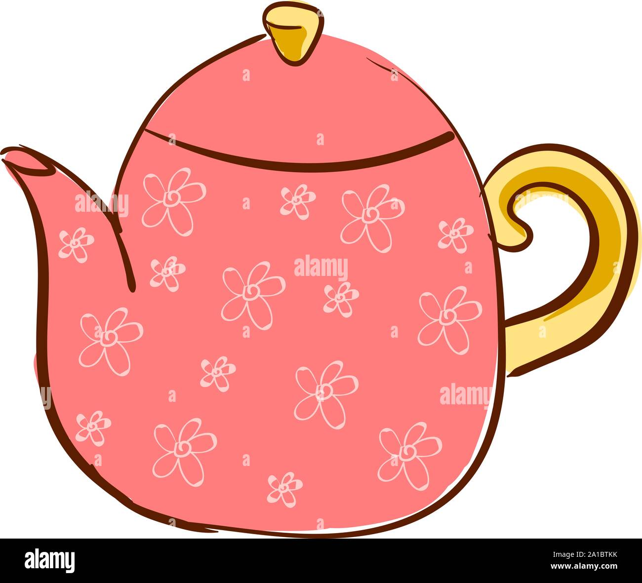 Pink teapot, illustration, vector on white background Stock Vector ...
