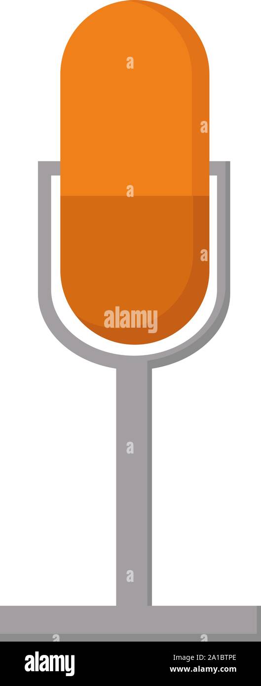 Orange microphone, illustration, vector on white background Stock ...