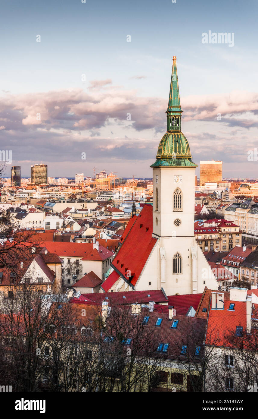 Cityscape of Bratislava, Slovakia with St. Martin's Cathedral Stock ...