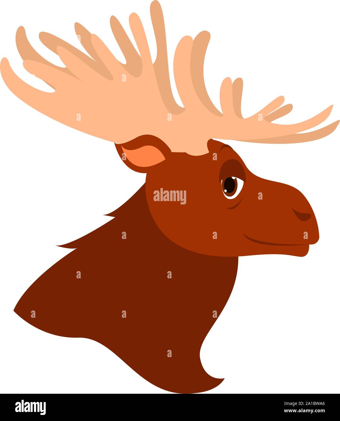 Moose head, illustration, vector on white background Stock Vector Image ...