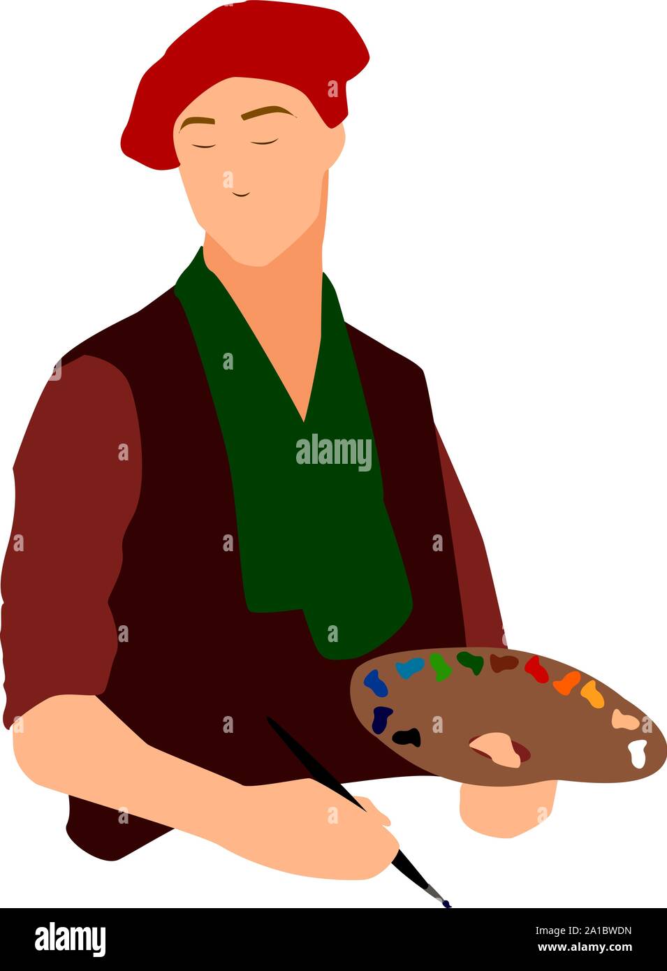 Painter, illustration, vector on white background Stock Vector Image ...