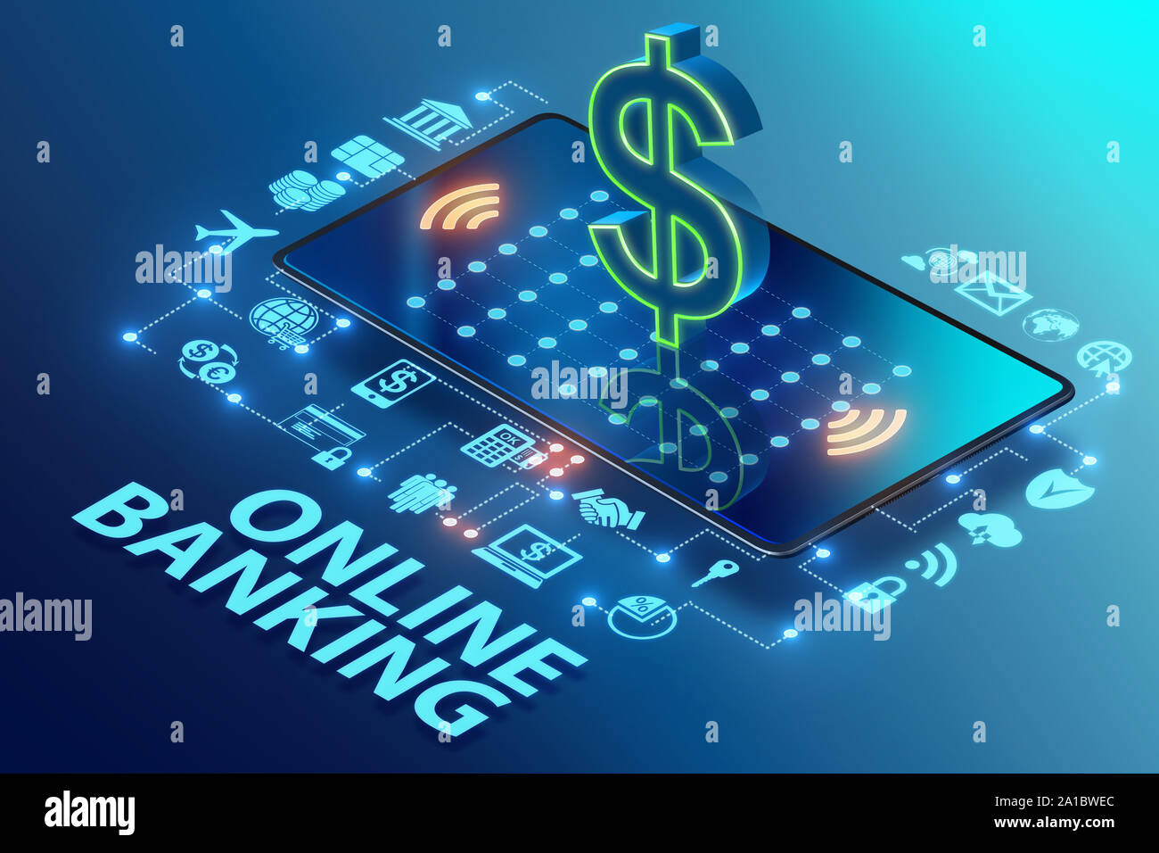 Online banking payment concept - 3d rendering Stock Photo - Alamy