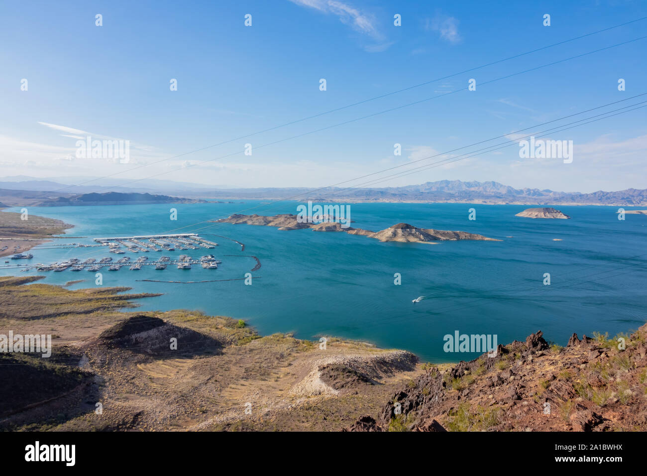 Beautiful landscape around Lake Mead Lakeview Overlook at Nevada Stock ...
