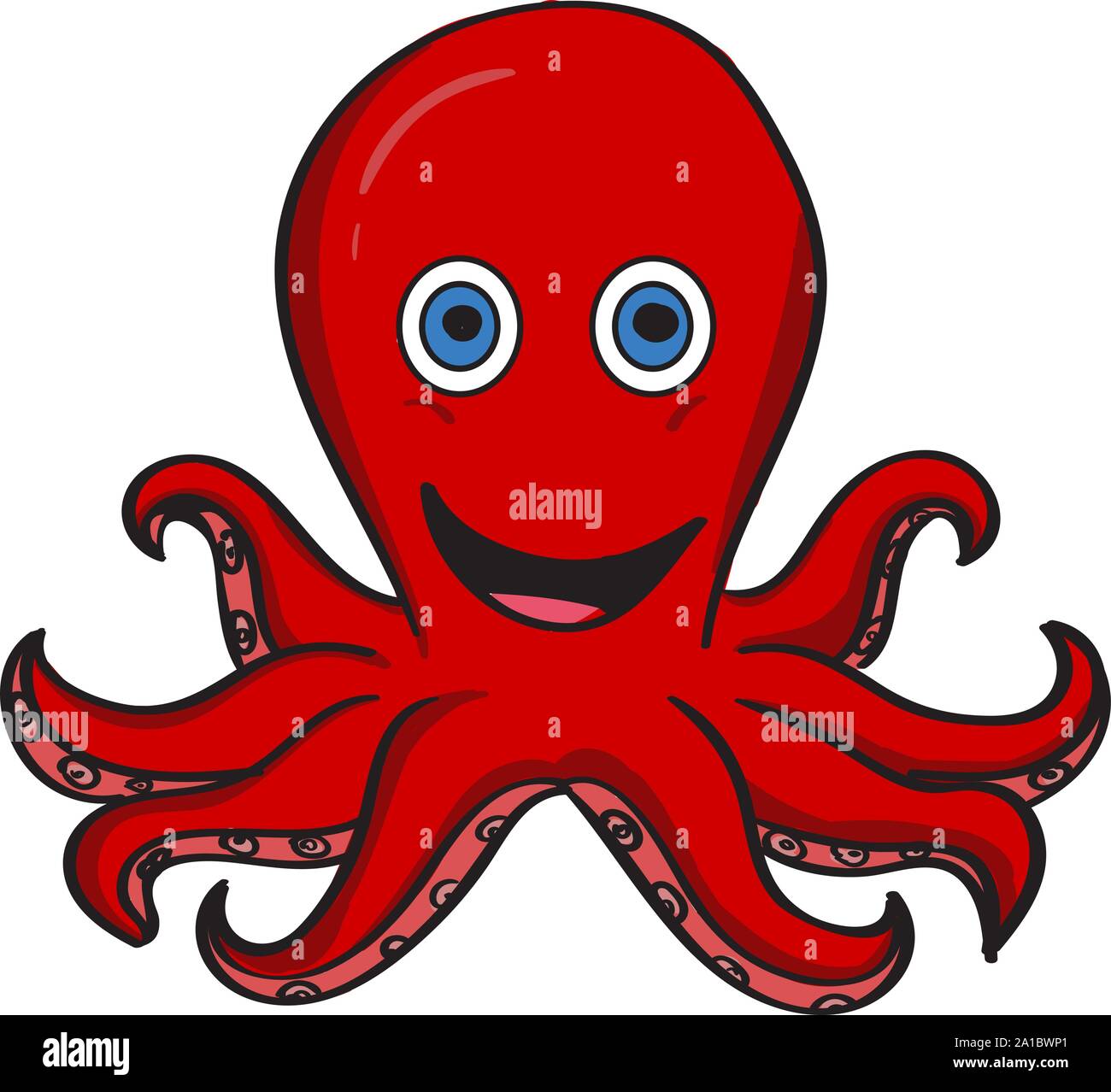 Red octopus, illustration, vector on white background Stock Vector ...