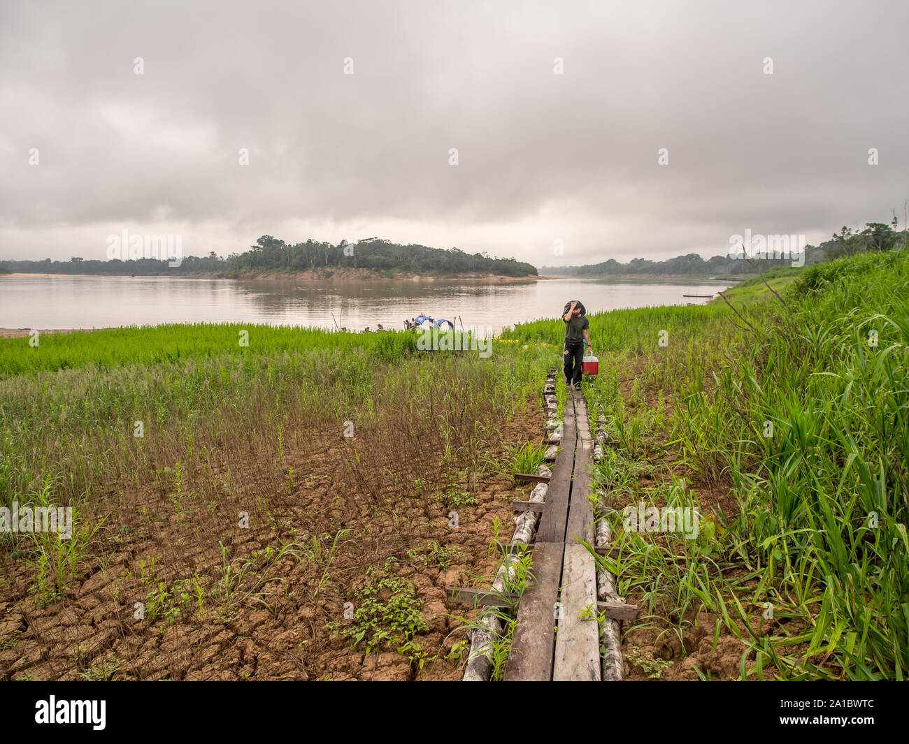 Palmari, Brazil - Sep 17, 2017: View for Javari River, the tributary of ...