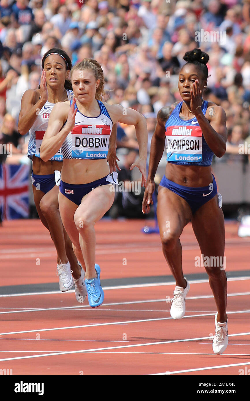Beth DOBBIN of Great Britain in the womens 200 metres at the Muller Anniversary games in London ...