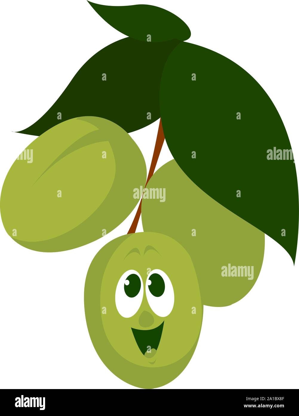 Happy olives, illustration, vector on white background Stock Vector ...