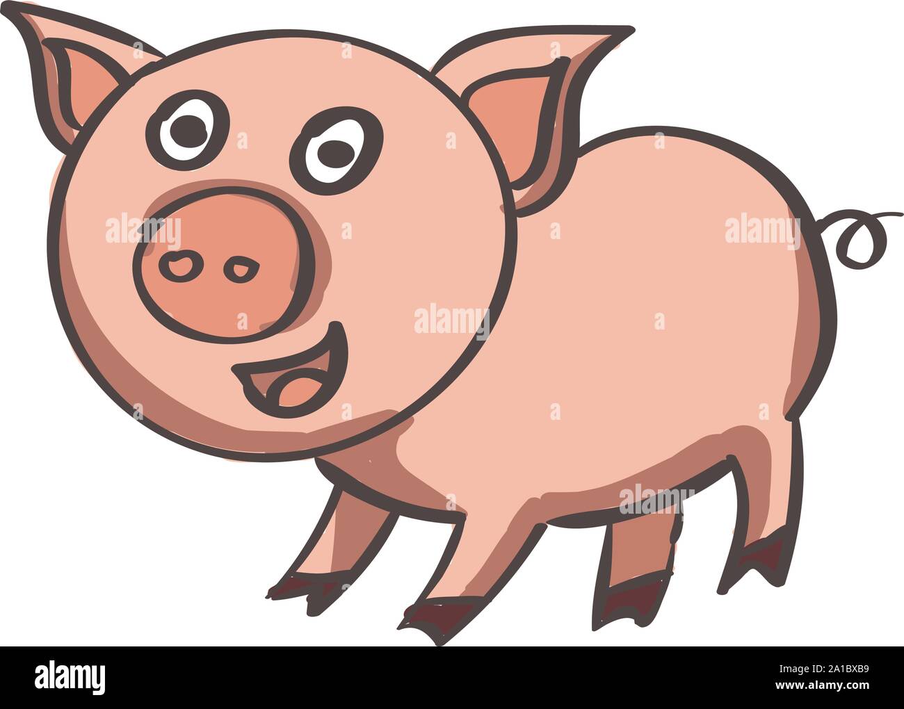 Happy pig, illustration, vector on white background Stock Vector Image ...