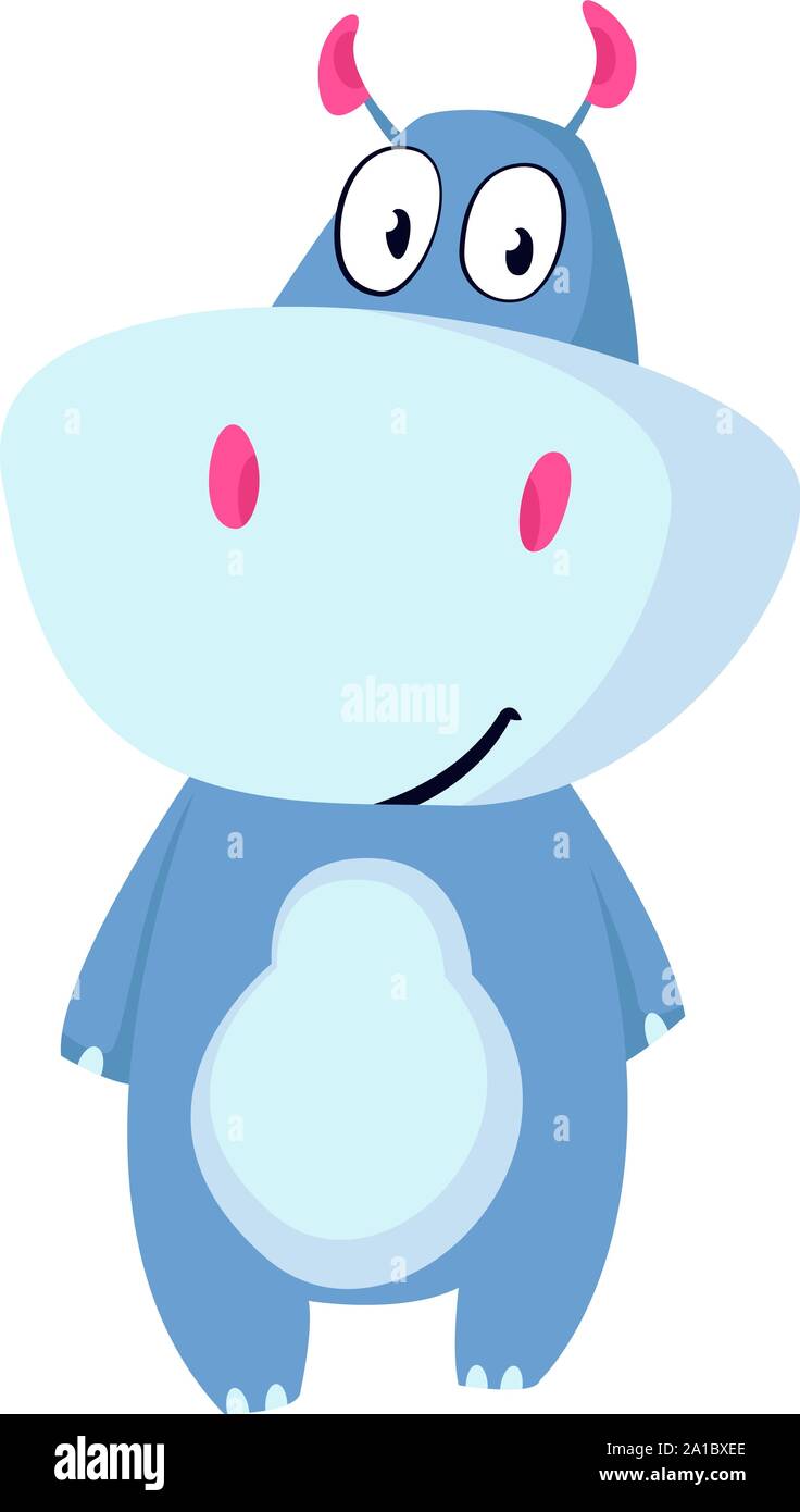 Blue hippo, illustration, vector on white background Stock Vector Image ...