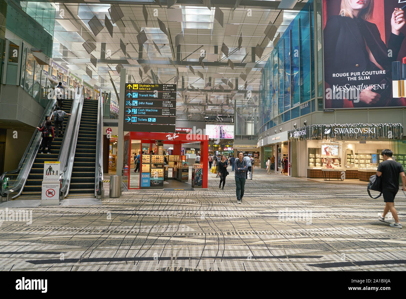 SINGAPORE - CIRCA APRIL, 2019: interior shot of Singapore Changi ...