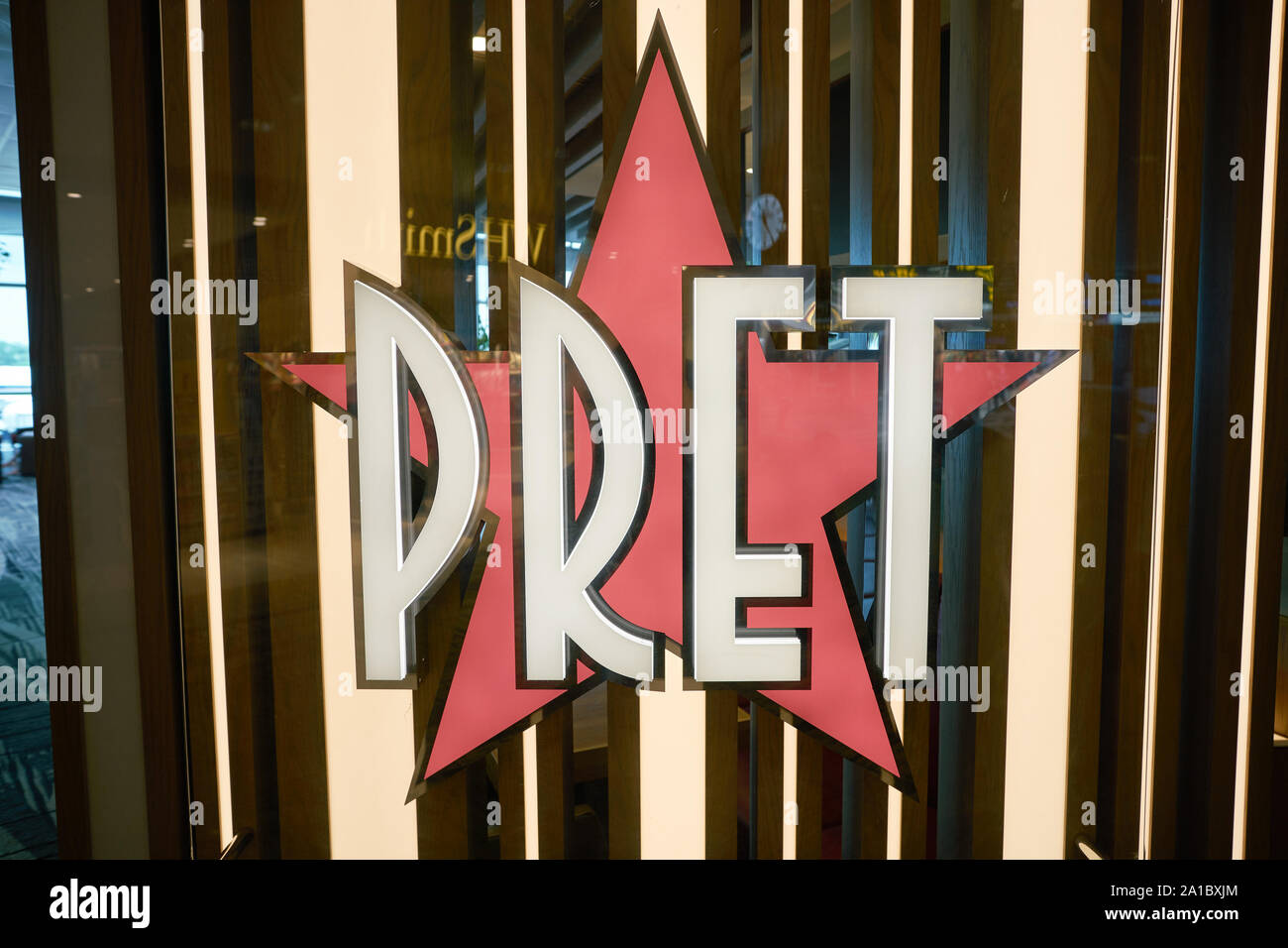 SINGAPORE - CIRCA APRIL, 2019: Pret a Manger sign seen at Singapore ...
