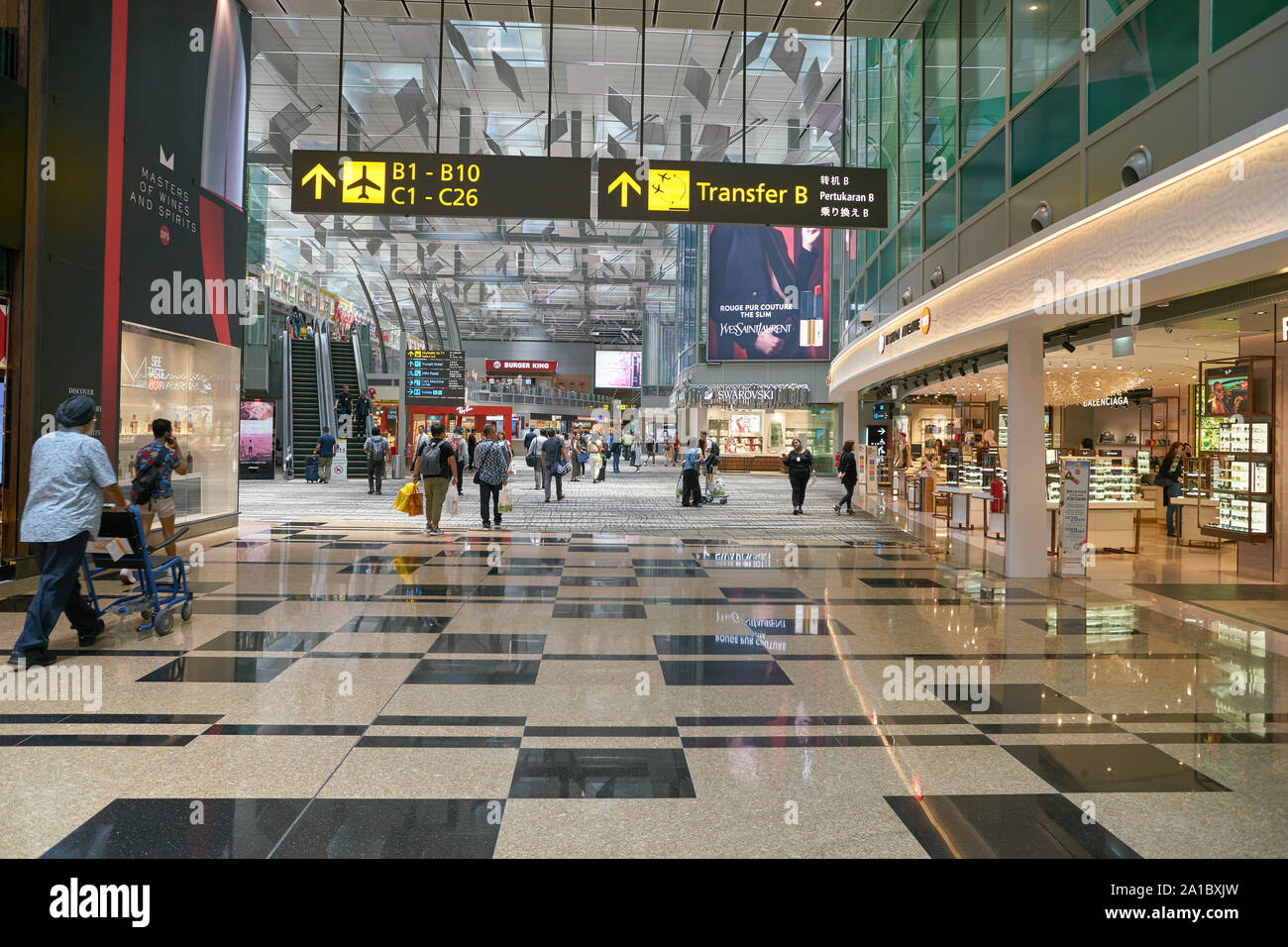 SINGAPORE - CIRCA APRIL, 2019: interior shot of Singapore Changi ...