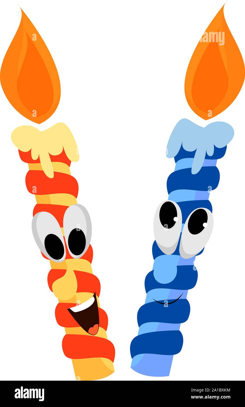 Two candles, illustration, vector on white background Stock Vector ...