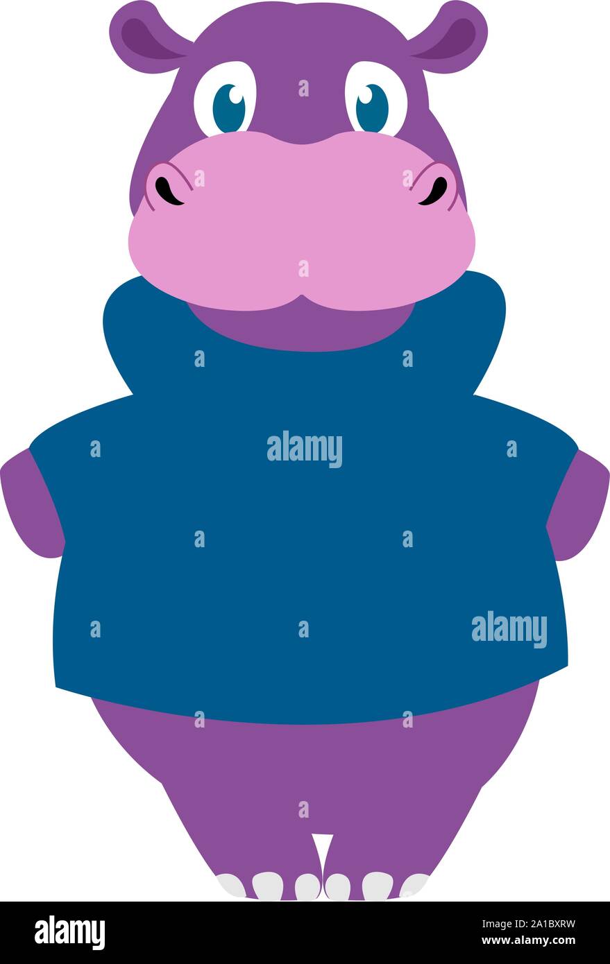 Fat hippo, illustration, vector on white background Stock Vector Image ...