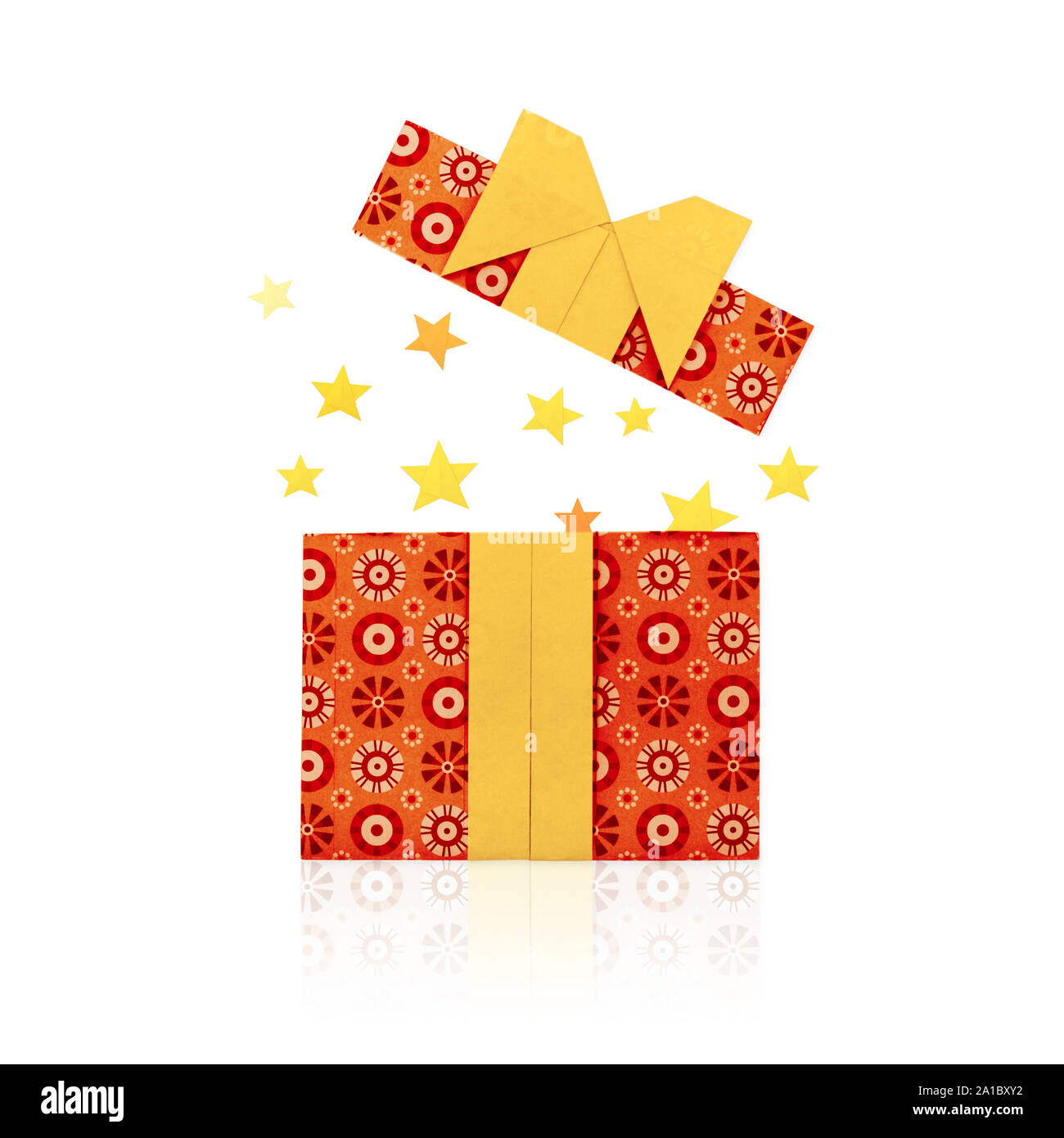Origami paper present box Stock Photo - Alamy