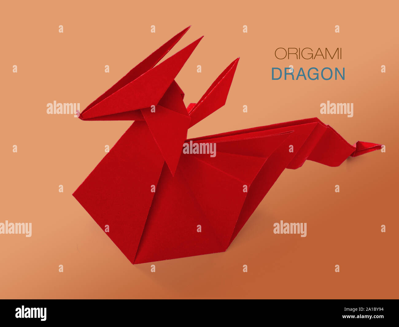 Origami red paper dragon Stock Photo - Alamy