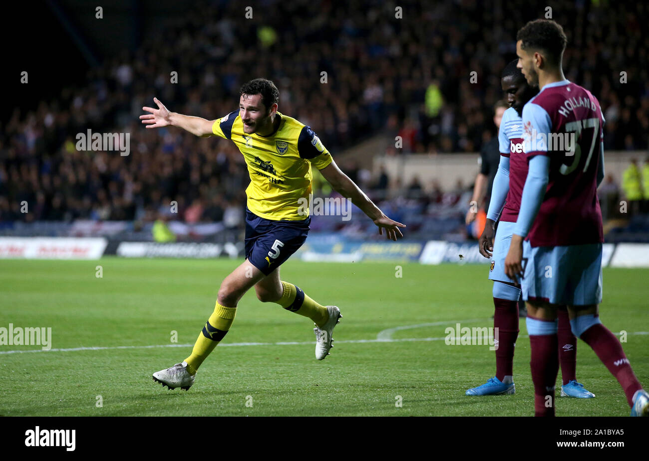 Oxford uniteds elliott moore celebrates scoring hi-res stock ...