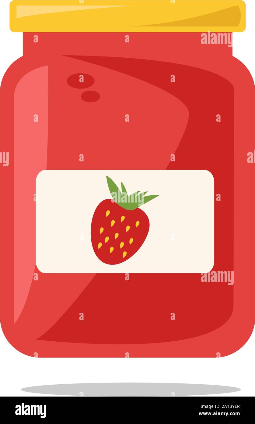 Strawberry jam, illustration, vector on white background Stock Vector ...