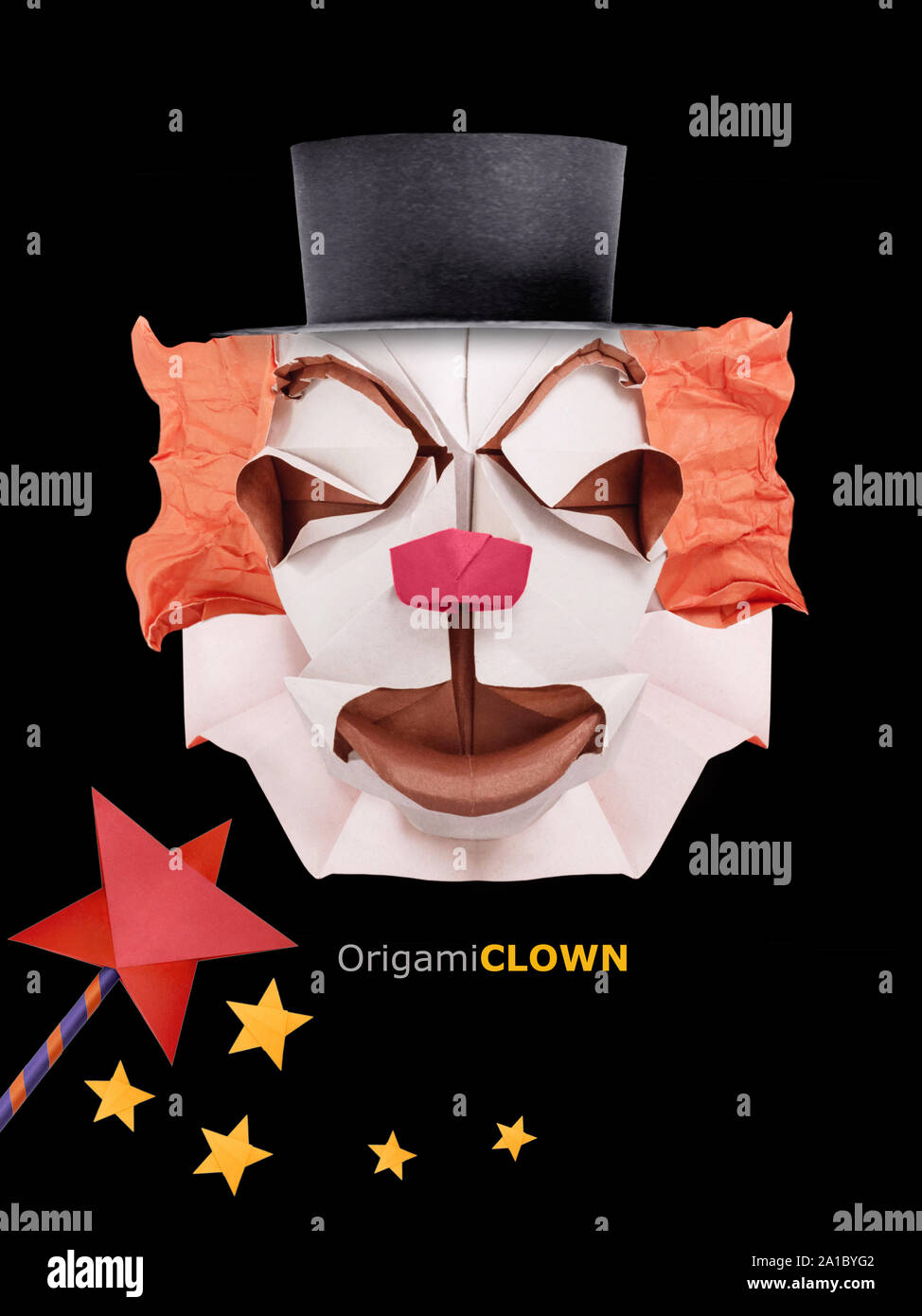 Origami paper clown face isolated on violet Stock Photo - Alamy