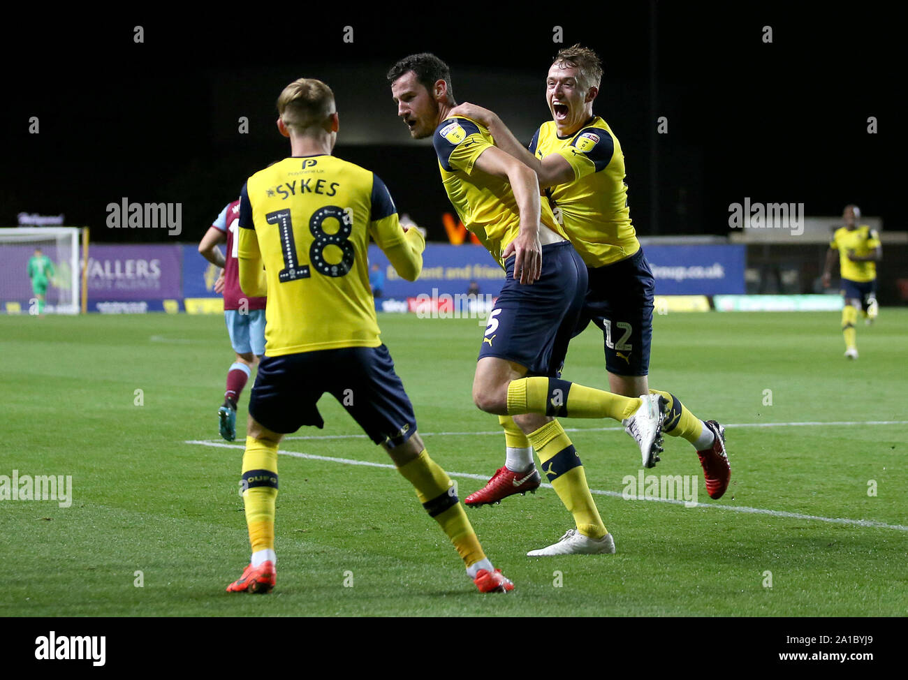 Oxford uniteds elliott moore celebrates scoring hi-res stock ...