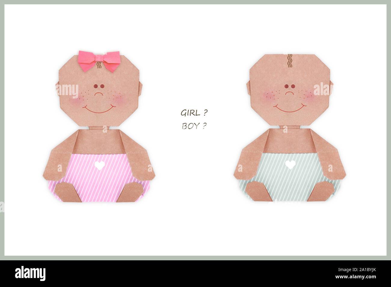 Baby girl or boy in nappy origami Stock Photo - Alamy