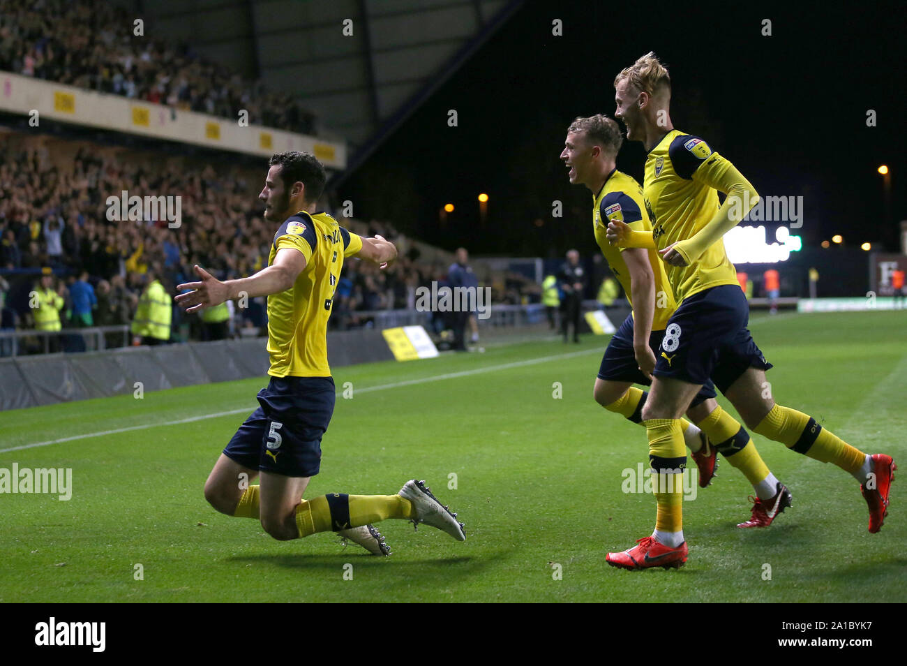 Oxford uniteds elliott moore celebrates scoring hi-res stock ...