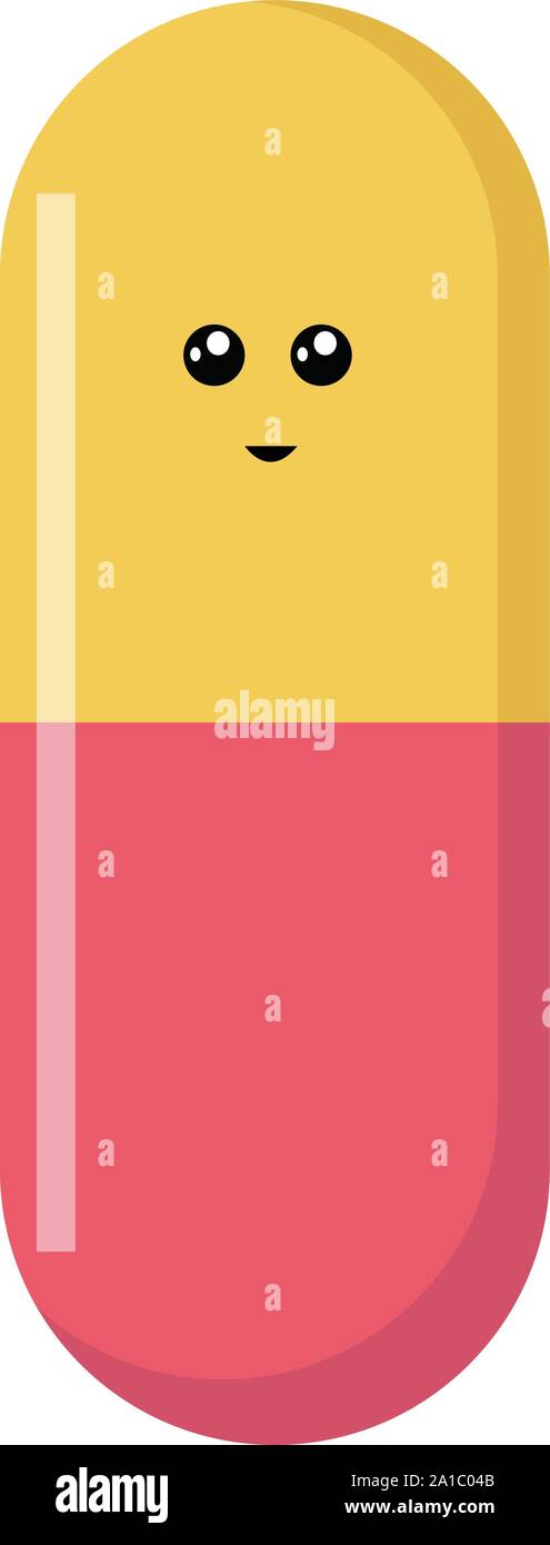 Happy pill, illustration, vector on white background Stock Vector Image ...