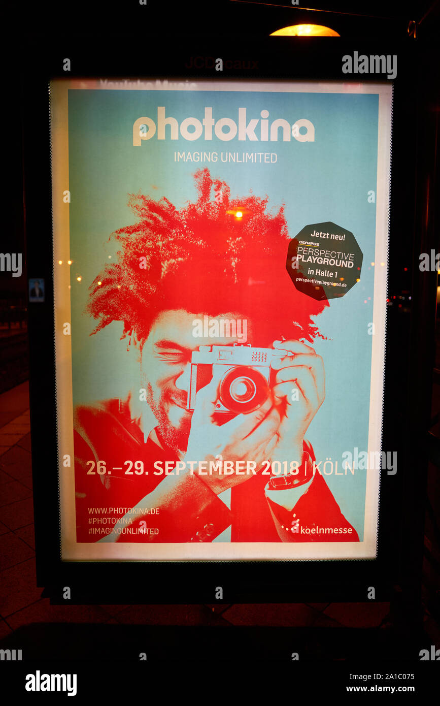 COLOGNE, GERMANY - CIRCA SEPTEMBER, 2018: an advertisement poster seen ...