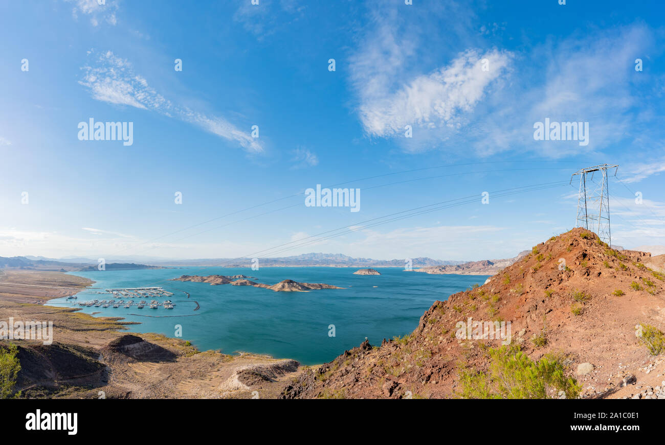 Beautiful landscape around Lake Mead Lakeview Overlook at Nevada Stock ...