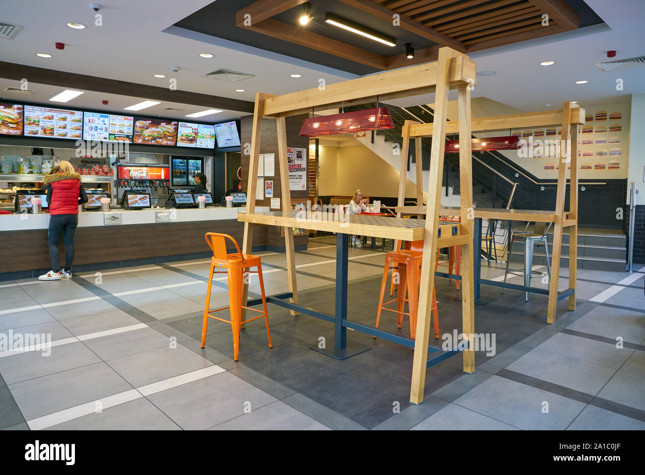 COLOGNE, GERMANY - CIRCA SEPTEMBER, 2018: interior shot of Burger King ...