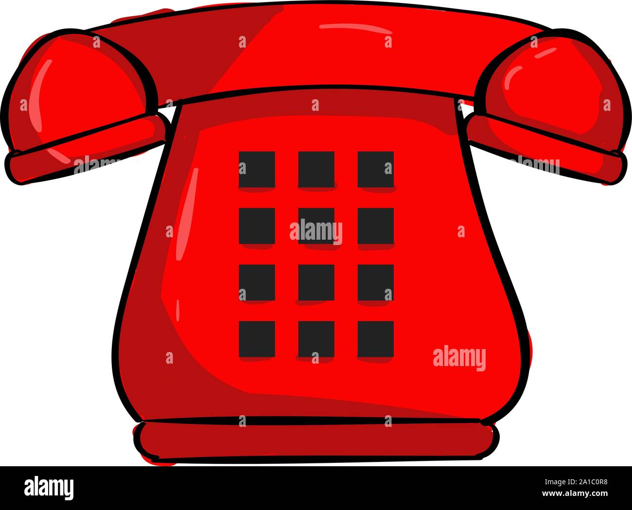 Retro red telephone, illustration, vector on white background Stock ...