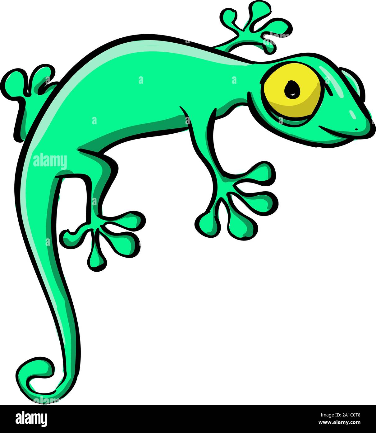 Green lizard, illustration, vector on white background Stock Vector ...