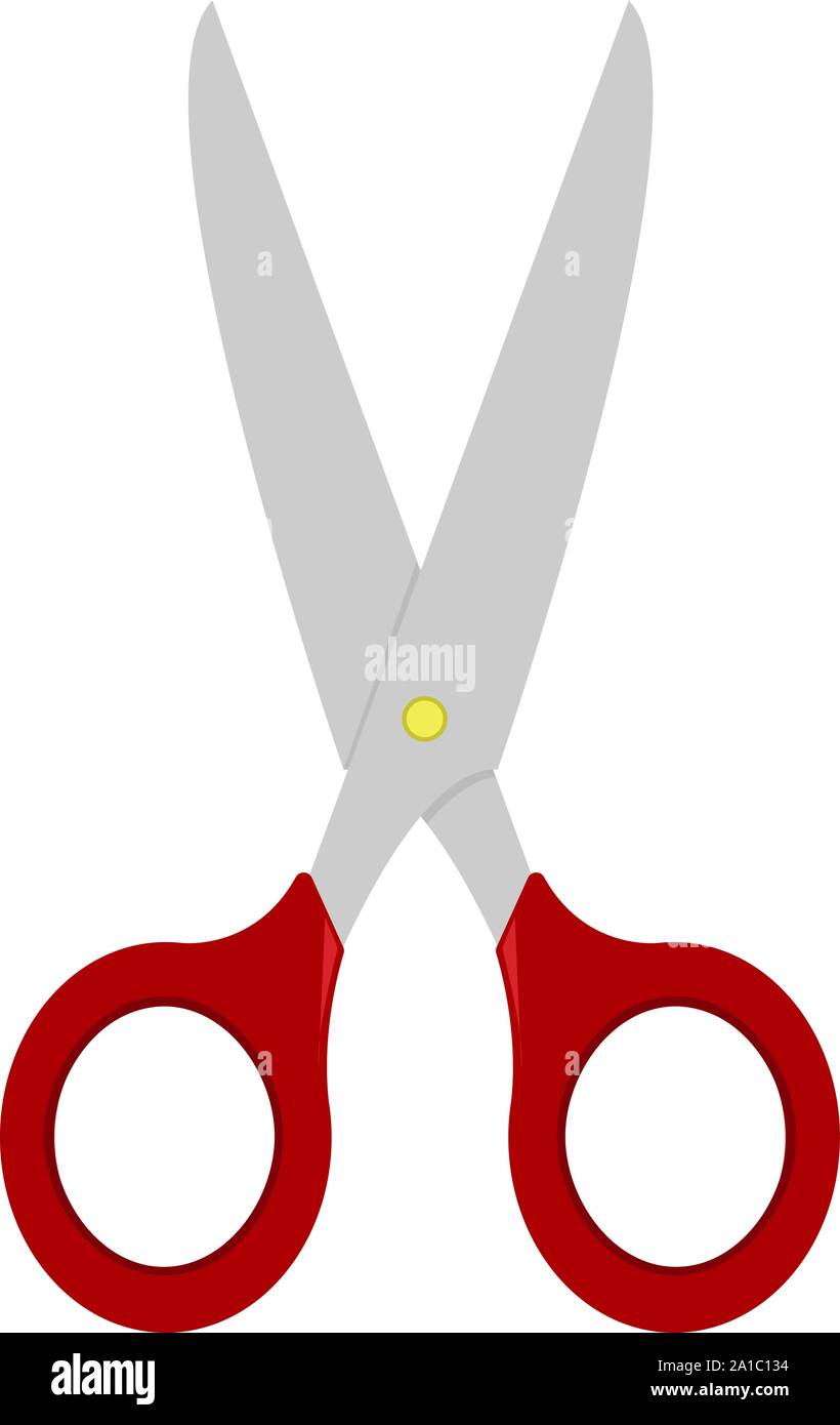 Red scissors, illustration, vector on white background Stock Vector ...