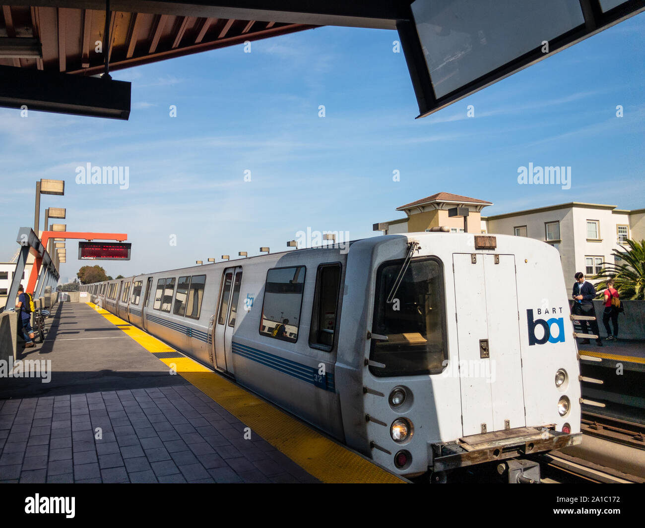 San Francisco, USA - September 10, 2018: Public modern BART train at ...