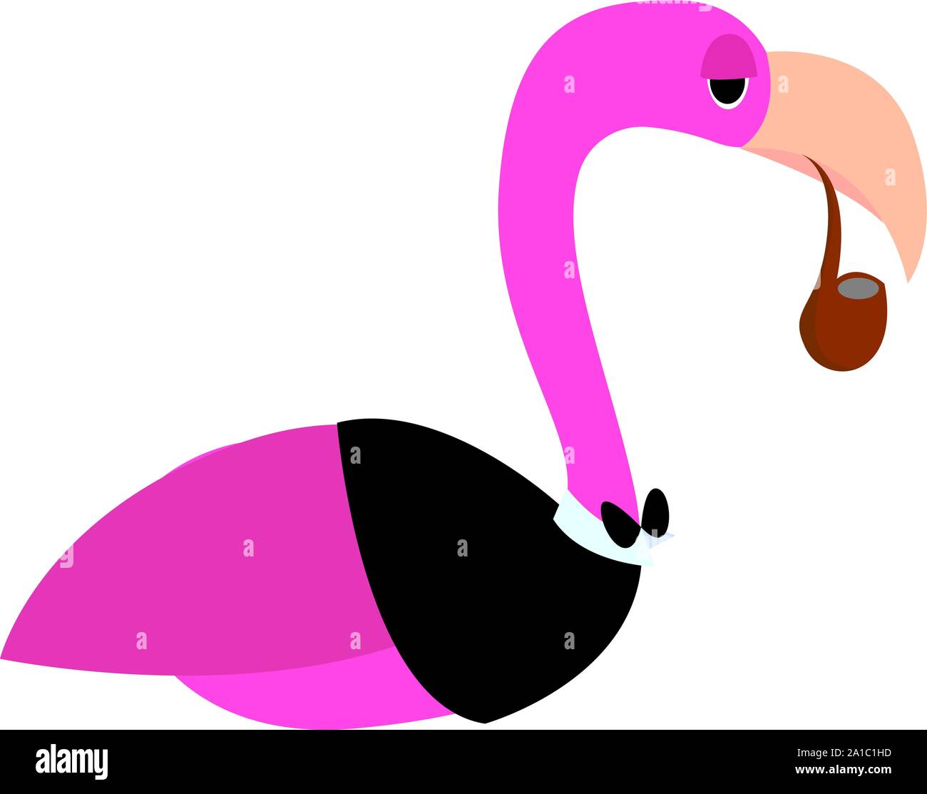 Flamingo smoking, illustration, vector on white background Stock Vector ...