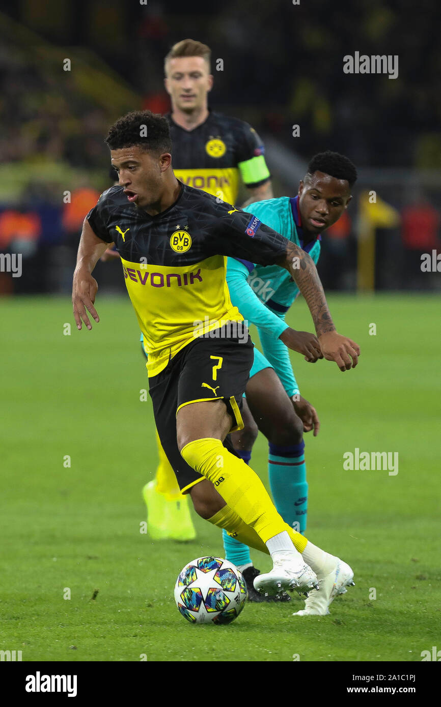 Jadon Sancho in Borussia Dortmund and Ansu Fati in FC Barcelone during ...