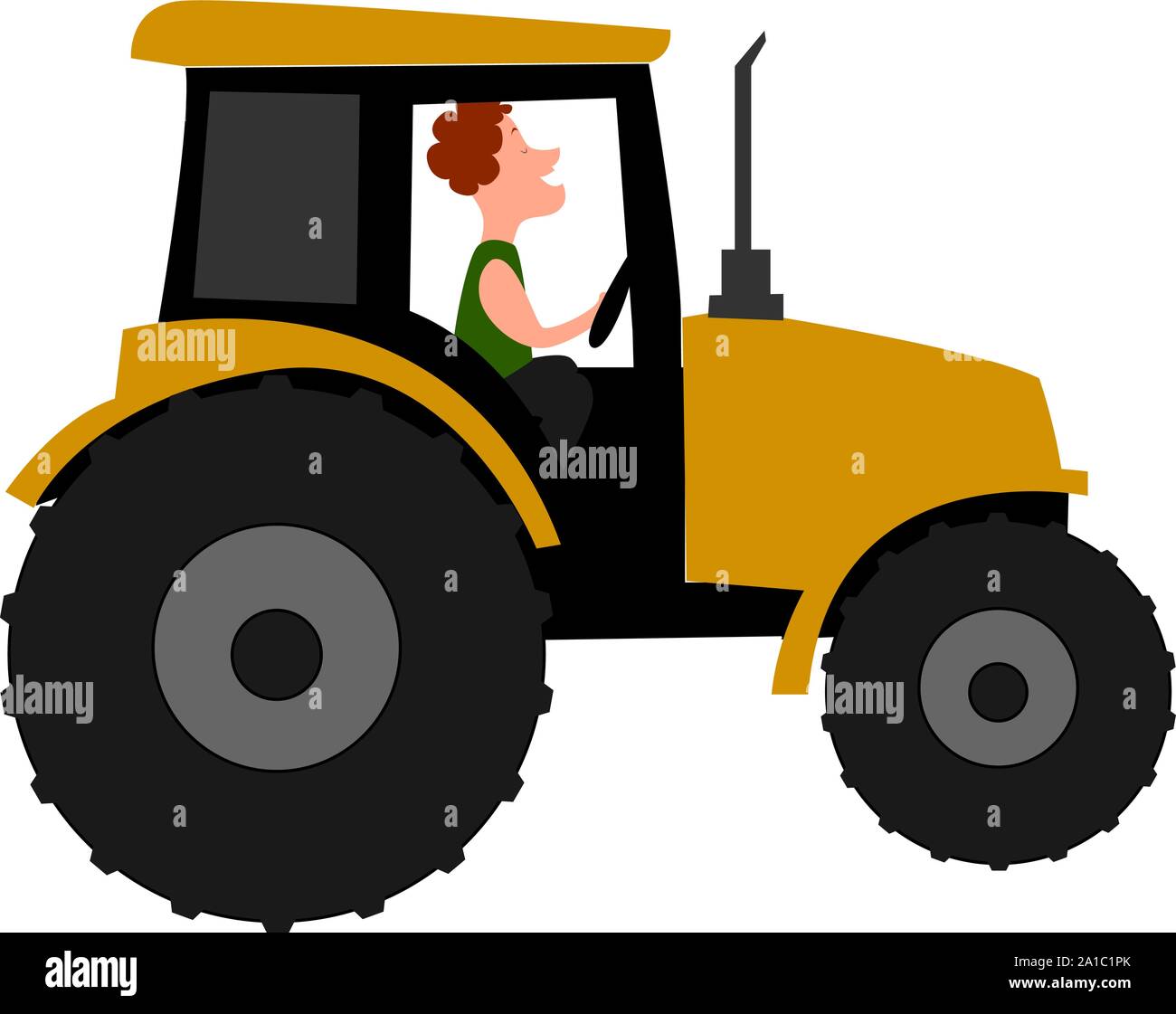 Yellow tractor, illustration, vector on white background Stock Vector ...