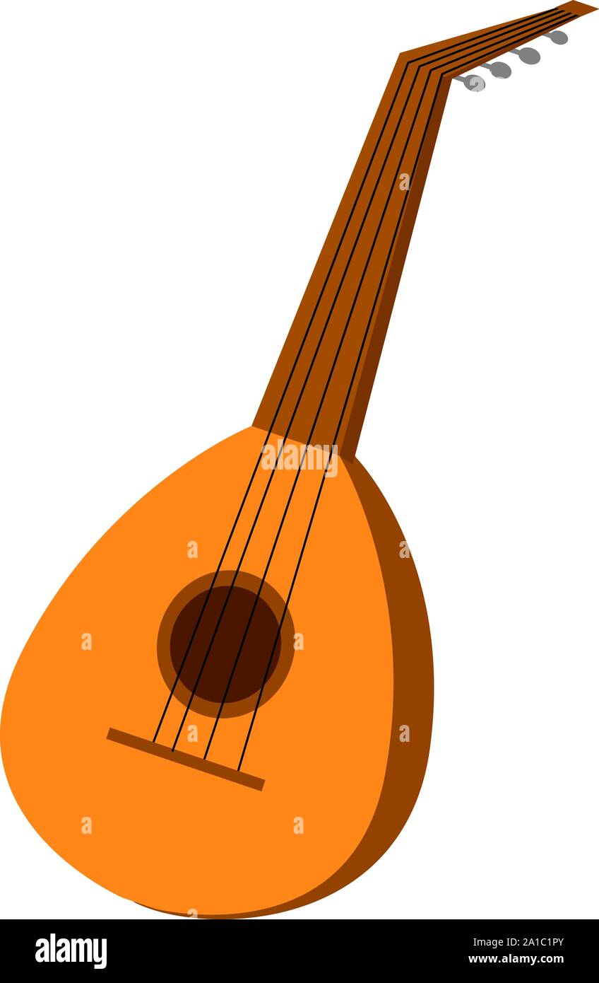 Small lute, illustration, vector on white background Stock Vector Image ...
